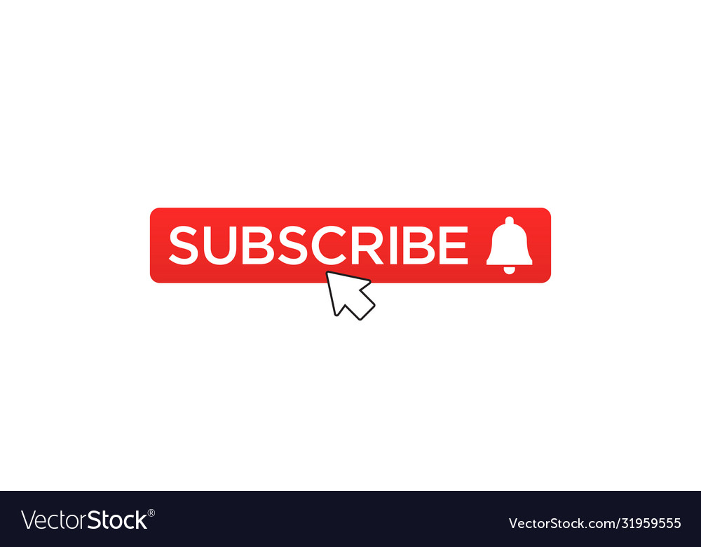 Button subscribe bell notification with cursor Vector Image
