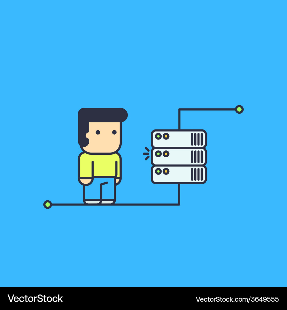 Character oversees the work of server Royalty Free Vector