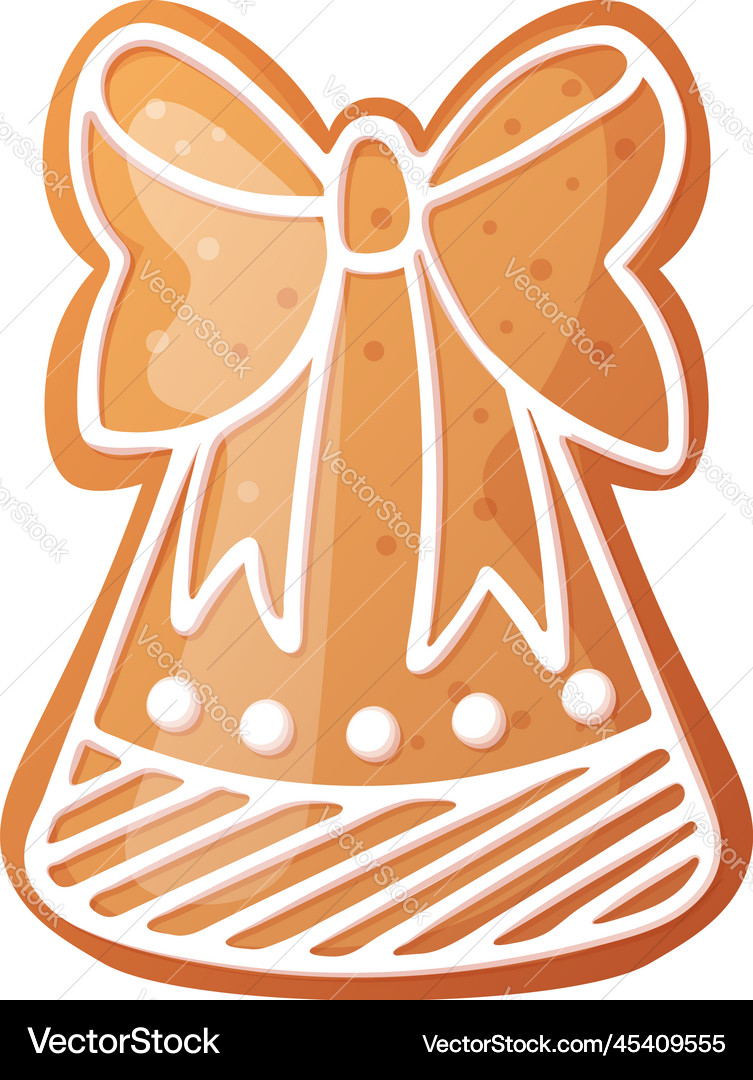 Christmas gingerbread bell with beautiful Vector Image