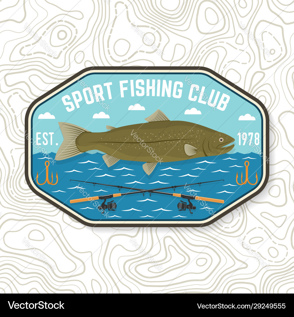 Fishing sport club patch concept Royalty Free Vector Image