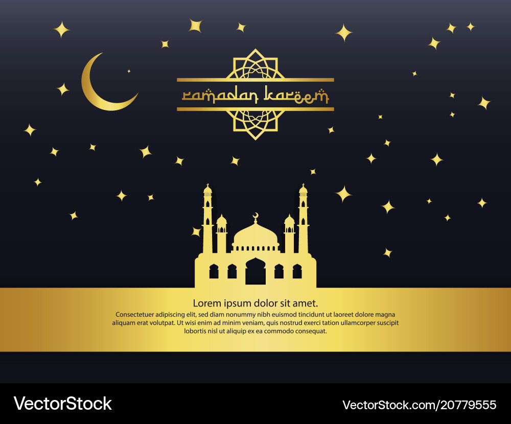 Gold mosque moon and stars element design Vector Image