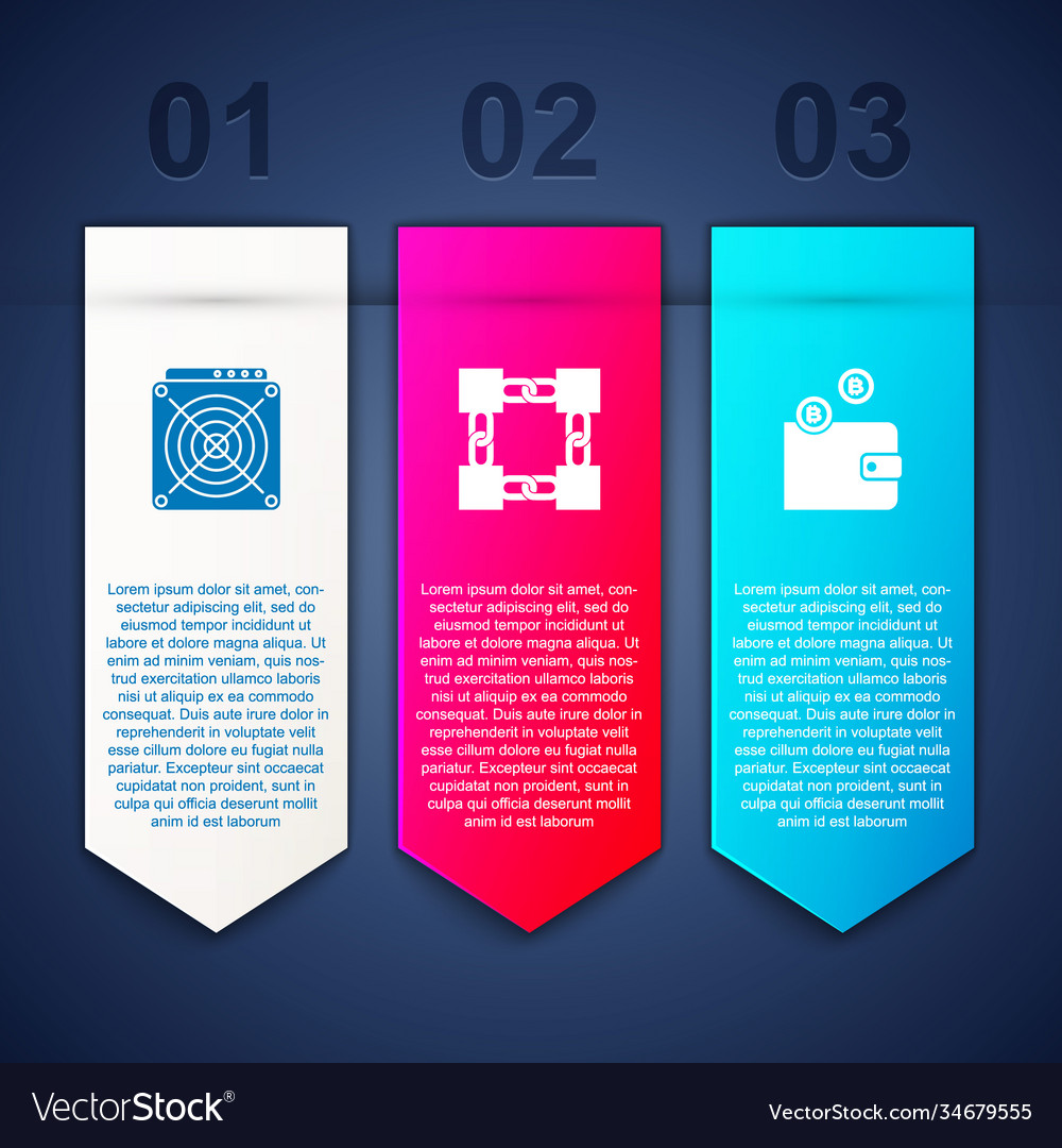 Set asic miner blockchain technology Royalty Free Vector