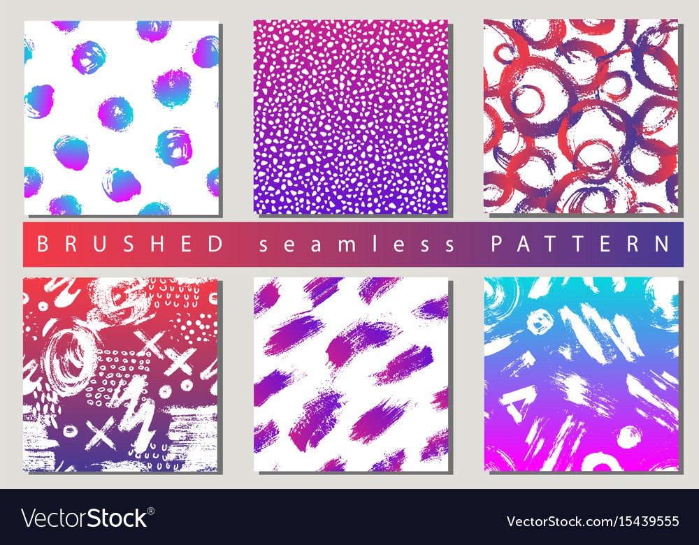 Set colorful seamless pattern with brush Vector Image