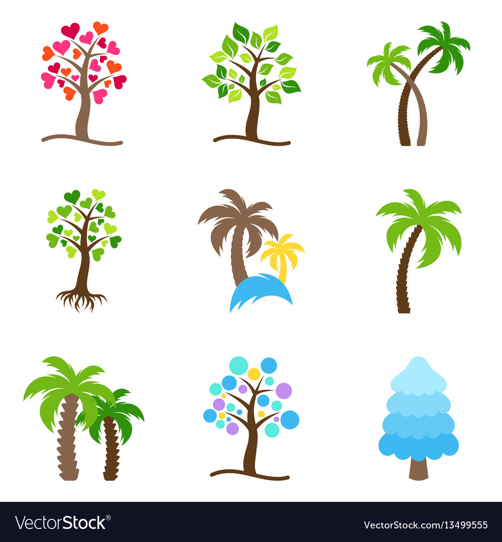 Tree icons collection Royalty Free Vector Image