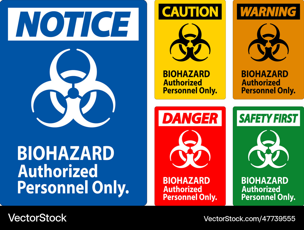 Warning label biohazard authorized personnel only Vector Image