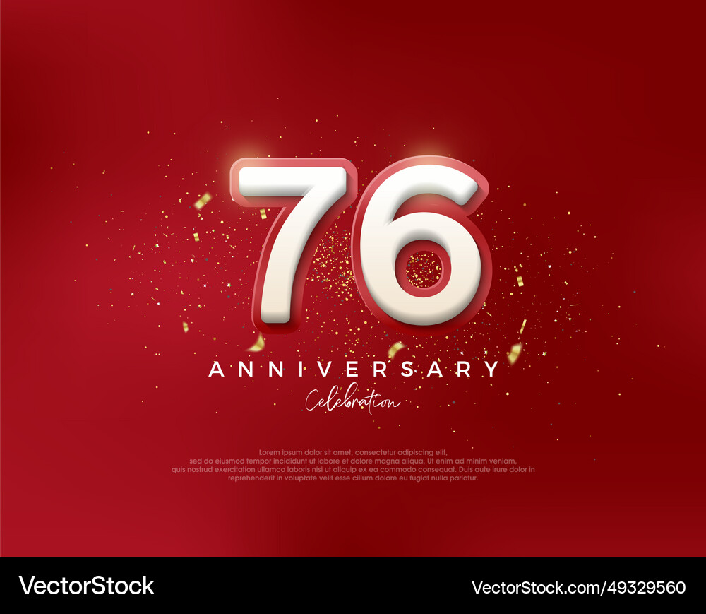 76th anniversary number with 3d white numbers Vector Image