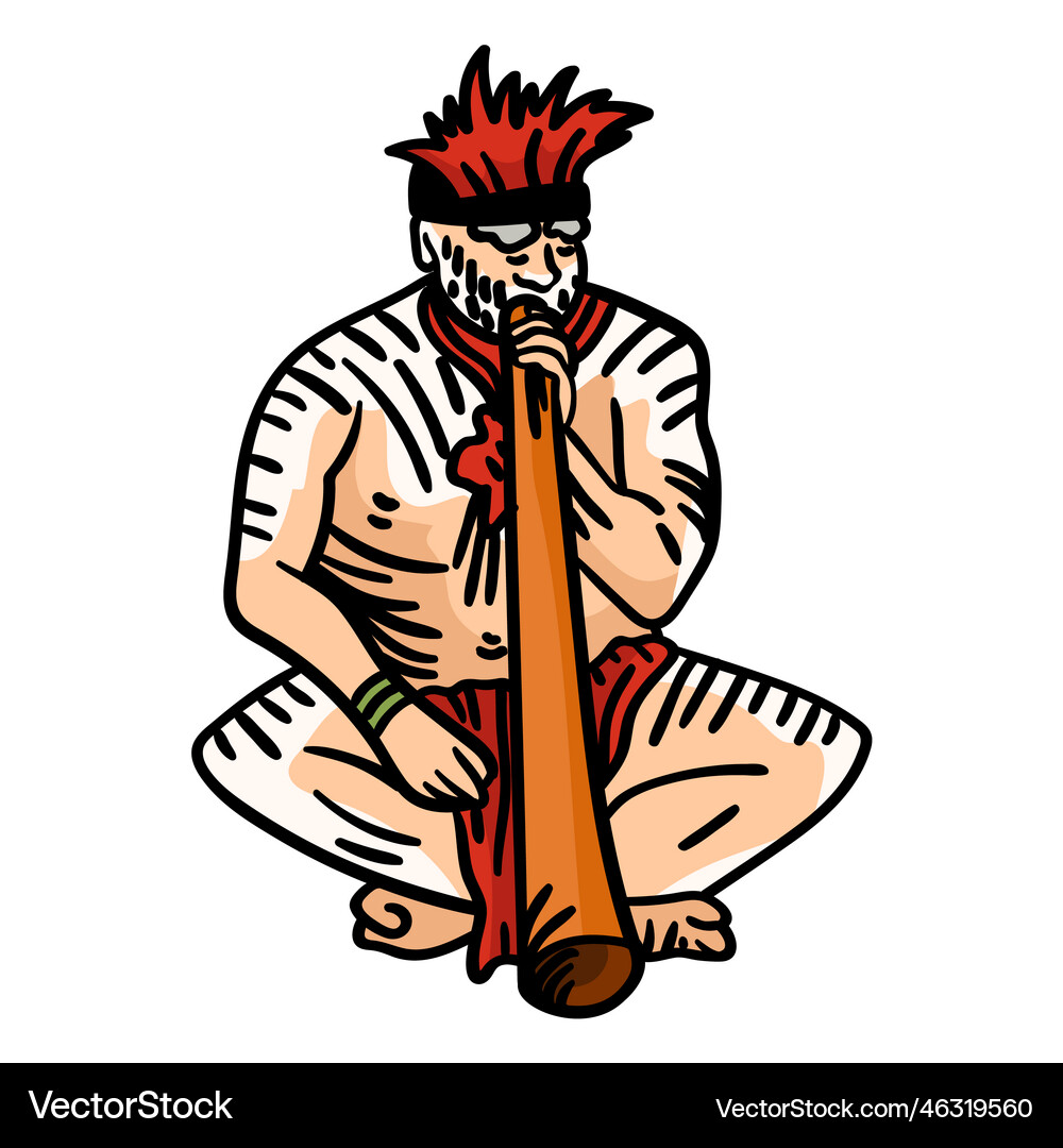 Aboriginal musician hand drawn Royalty Free Vector Image