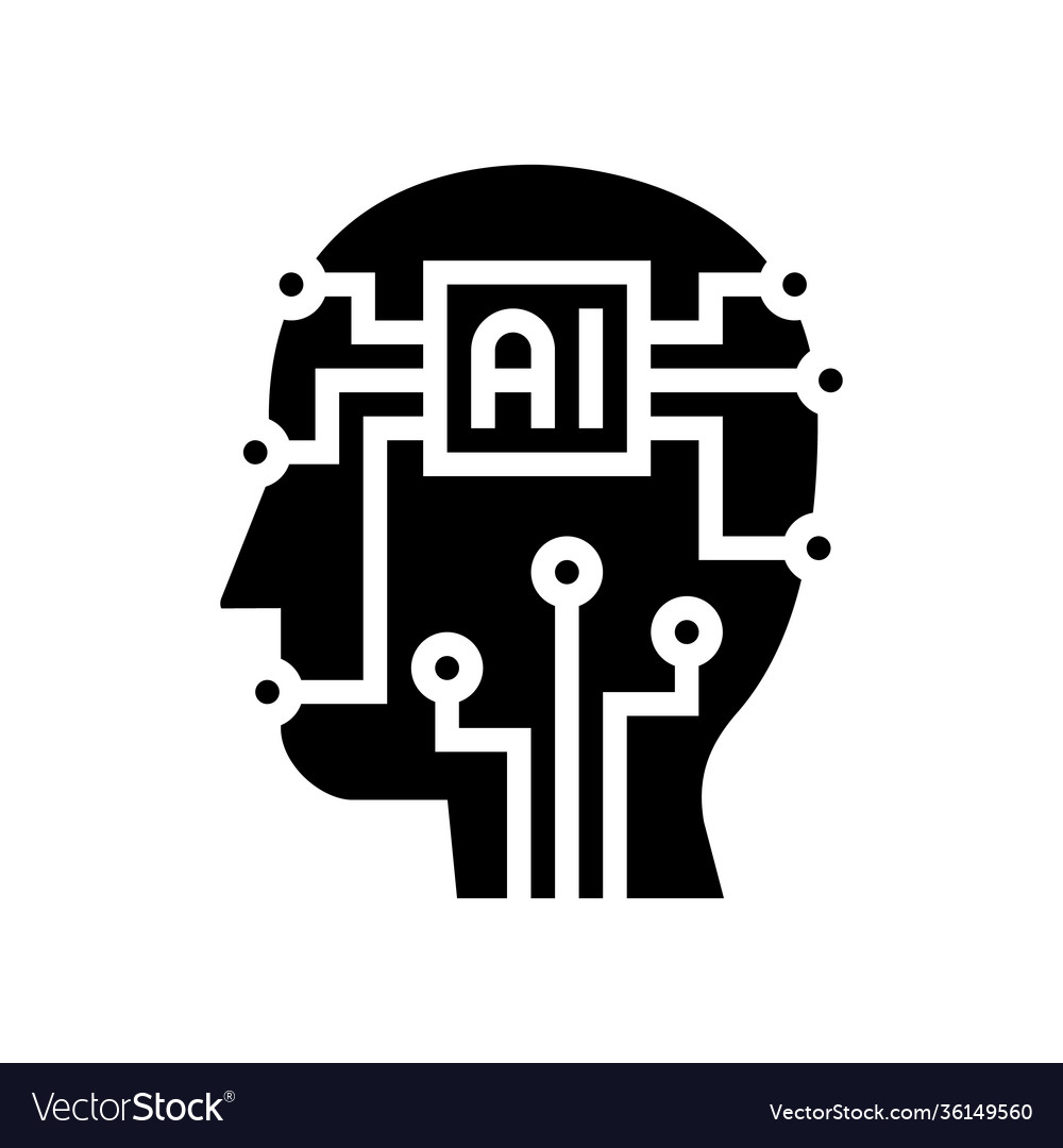 Artificial Intelligence Technology Glyph Icon Vector Image