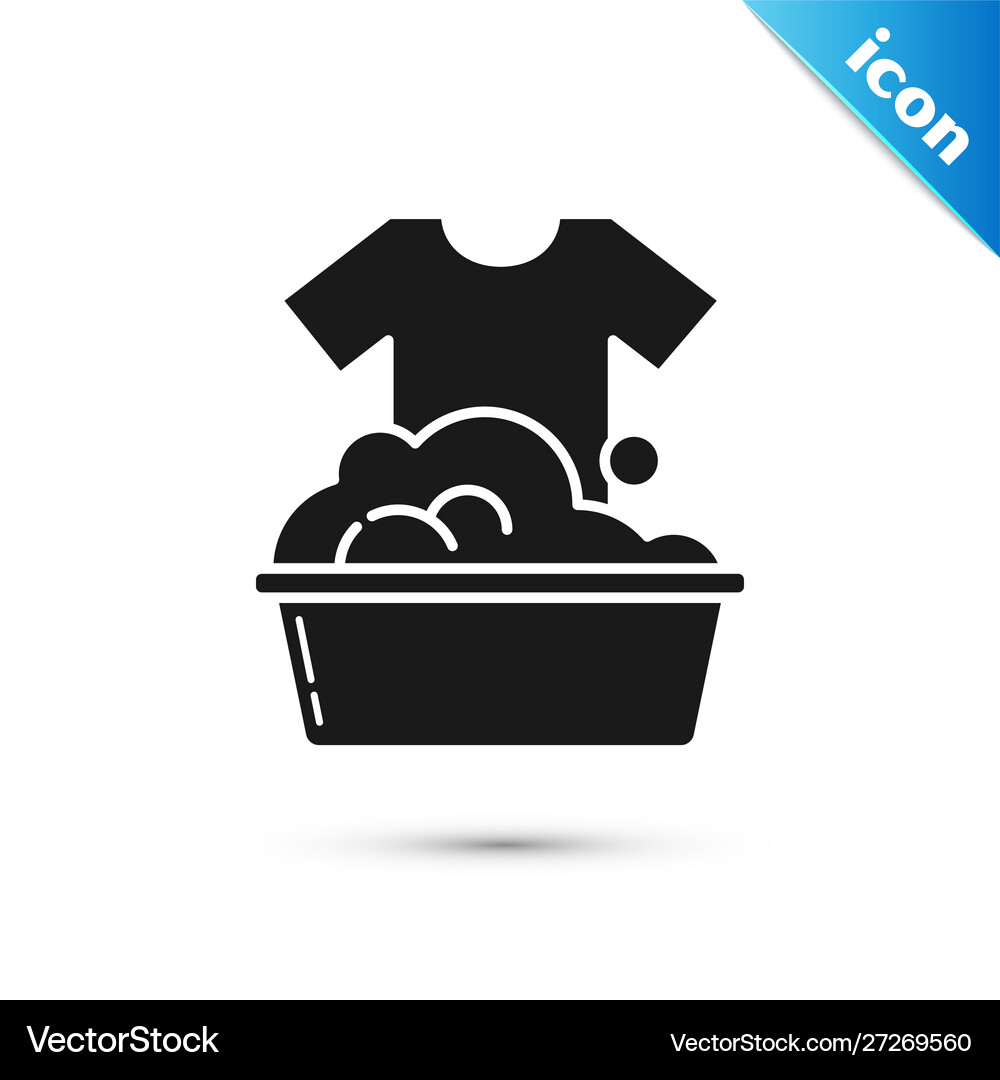 Black plastic basin with soap suds icon isolated Vector Image