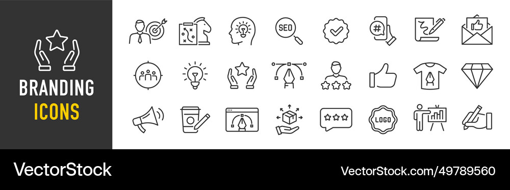 Branding web icon set in line style digital Vector Image