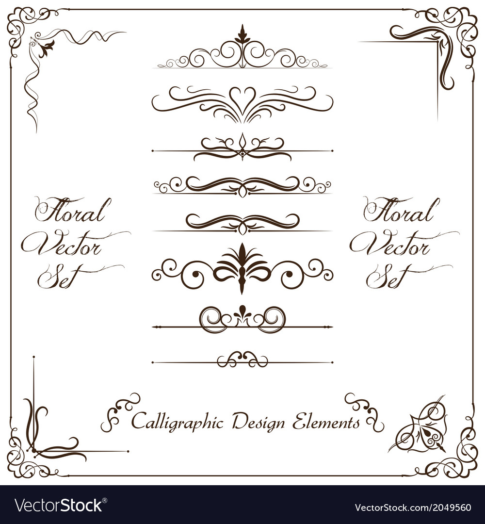 Calligraphic design elements Royalty Free Vector Image