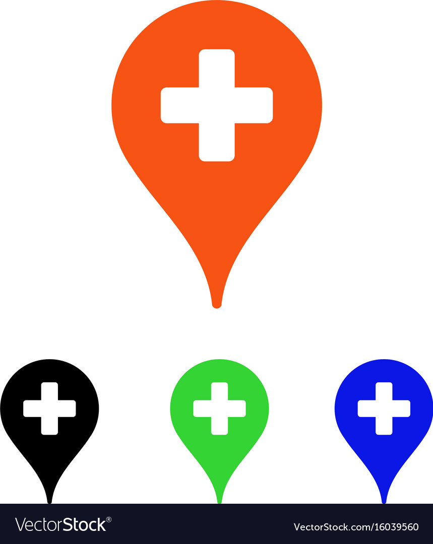 Clinic map pointer flat icon Royalty Free Vector Image