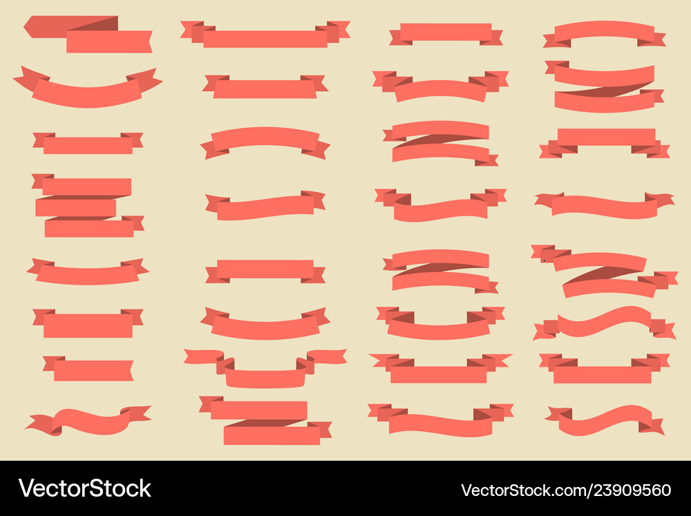 Collection ribbon banners in flat design Vector Image