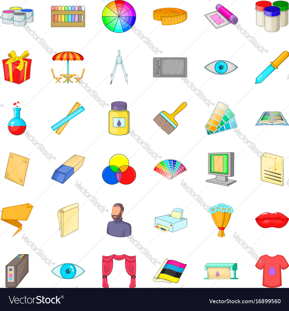 Color icons set cartoon style Royalty Free Vector Image