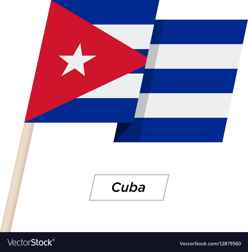 Cuba ribbon waving flag isolated on white Vector Image