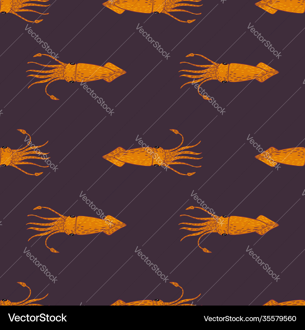 Doodle seamless animal pattern with marine orange Vector Image