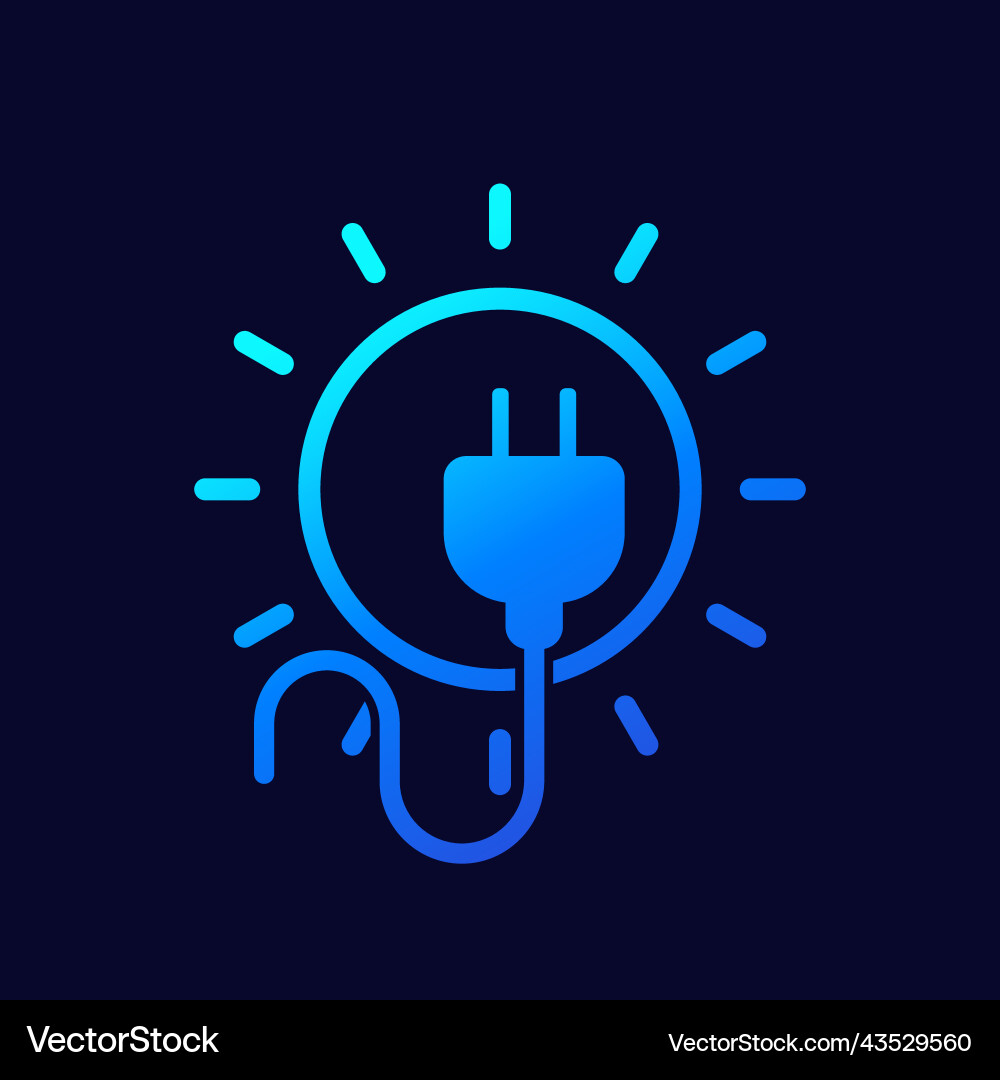 Electric plug and sun icon solar energy Royalty Free Vector
