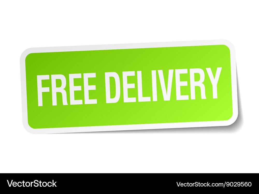 Free delivery green square sticker on white Vector Image