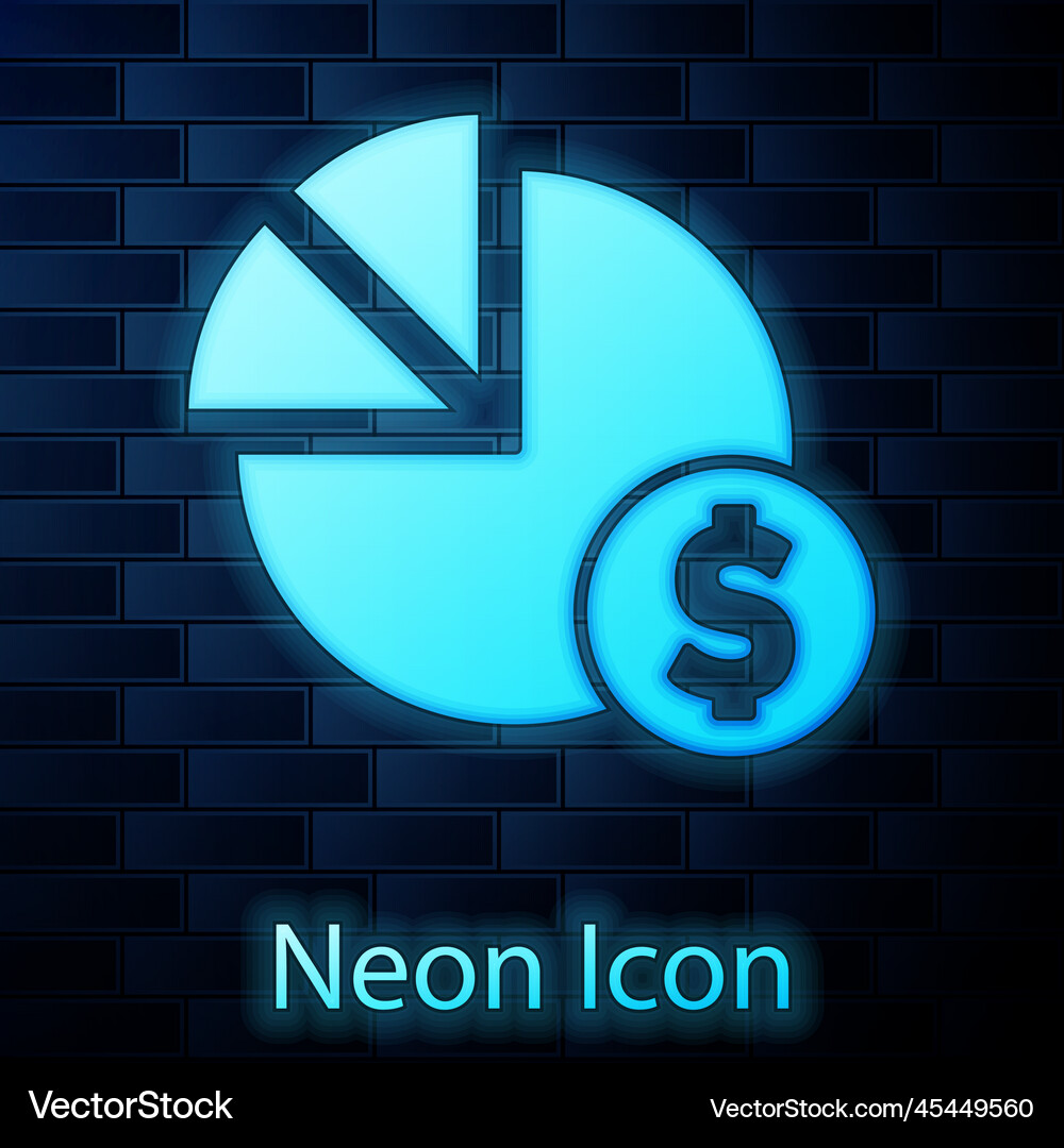 Glowing neon pie chart infographic and dollar Vector Image