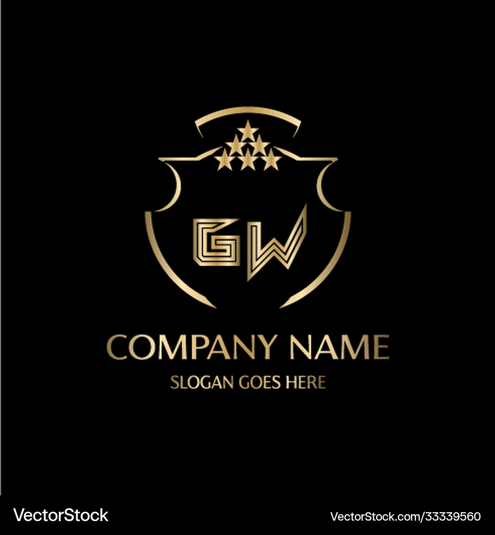 Gw letter initial with royal luxury logo template Vector Image