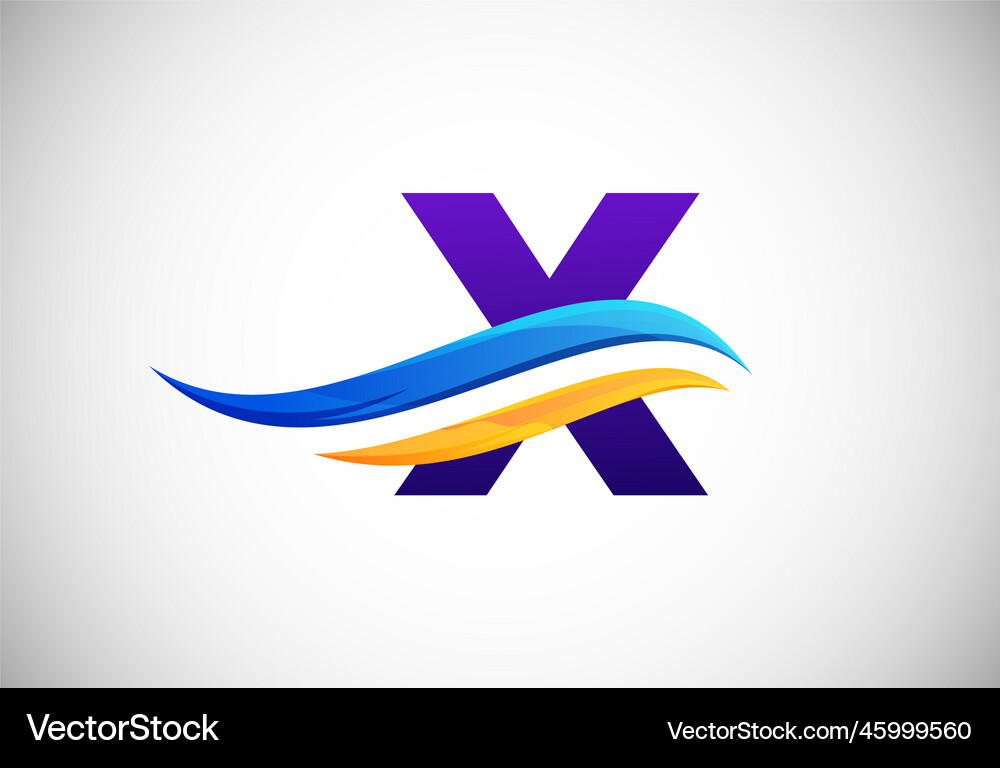Initial x alphabet with swoosh or ocean wave logo Vector Image