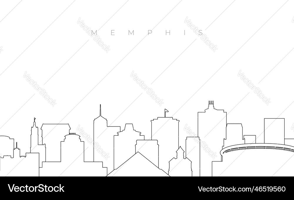 Outline memphis skyline trendy template Royalty Free Vector