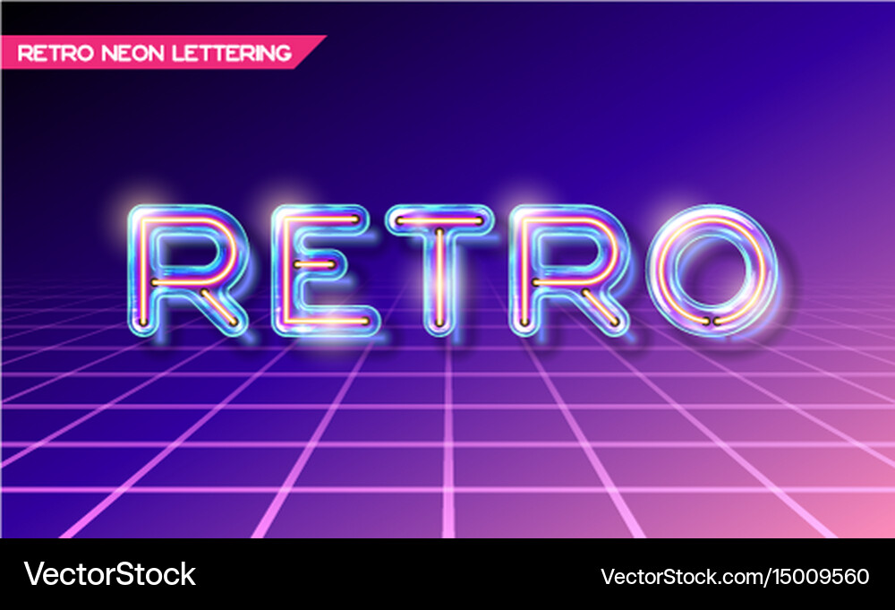 Retro glass neon lettering Royalty Free Vector Image