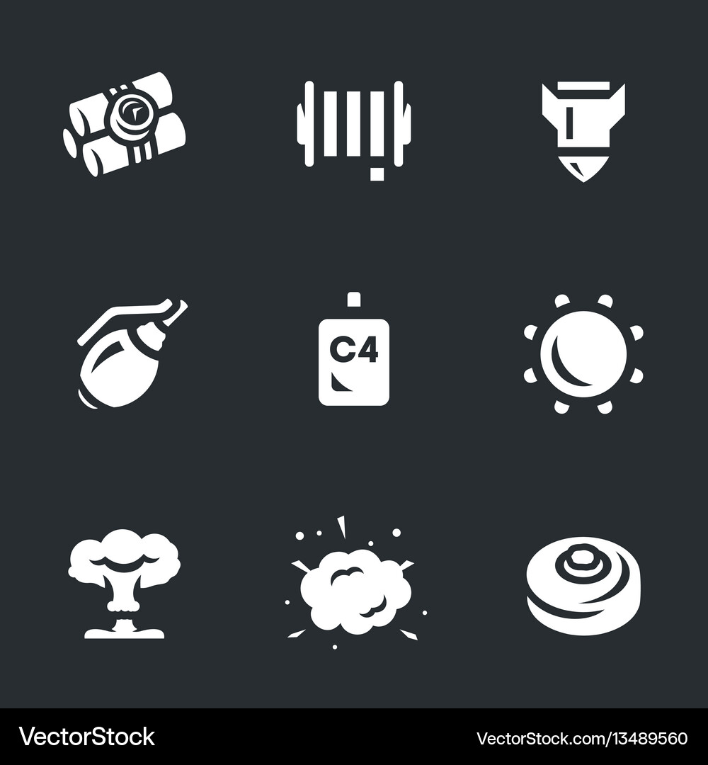 Set of explosive icons Royalty Free Vector Image