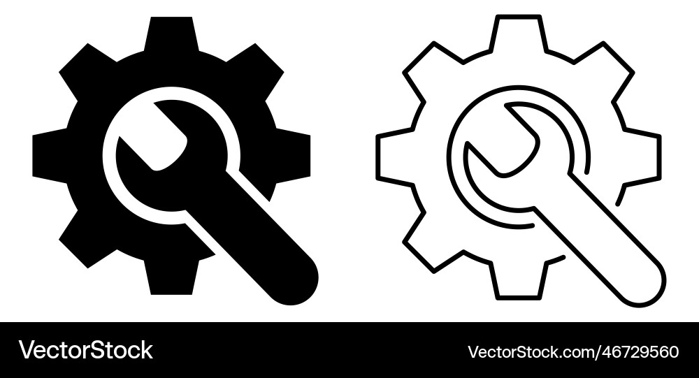 Simple wrench and gear icon Royalty Free Vector Image