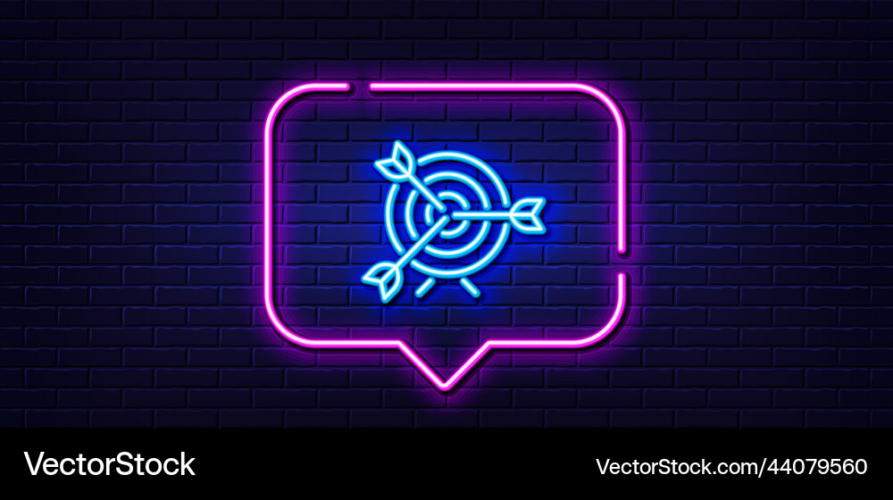Target line icon targeting strategy sign neon Vector Image