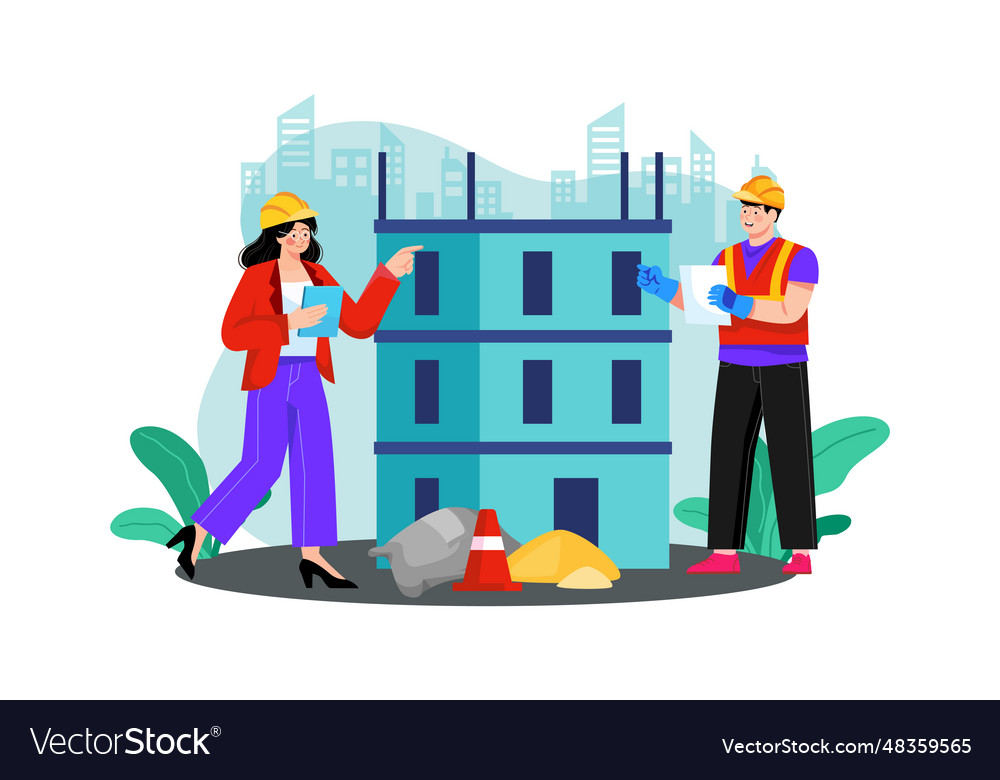 A developer constructs commercial building Vector Image