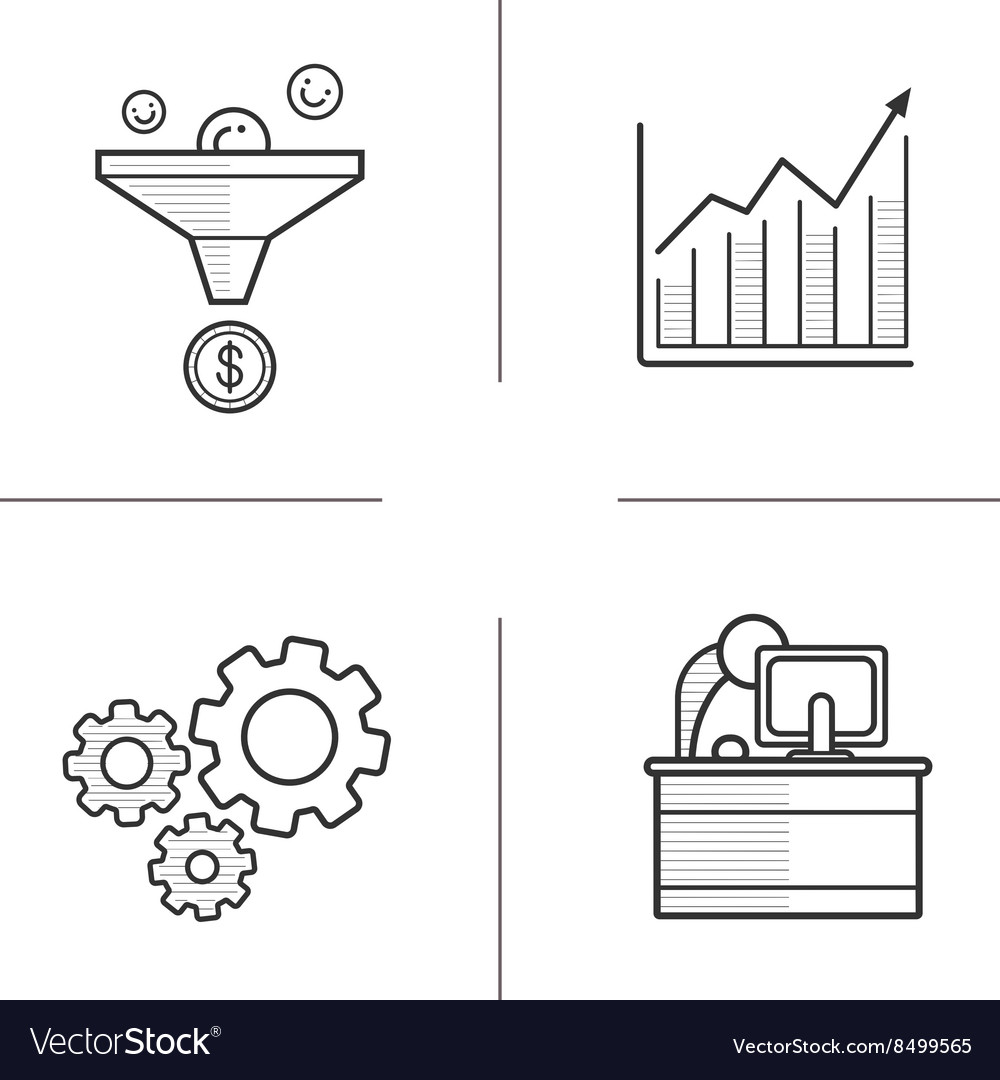 Business linear icons set Royalty Free Vector Image