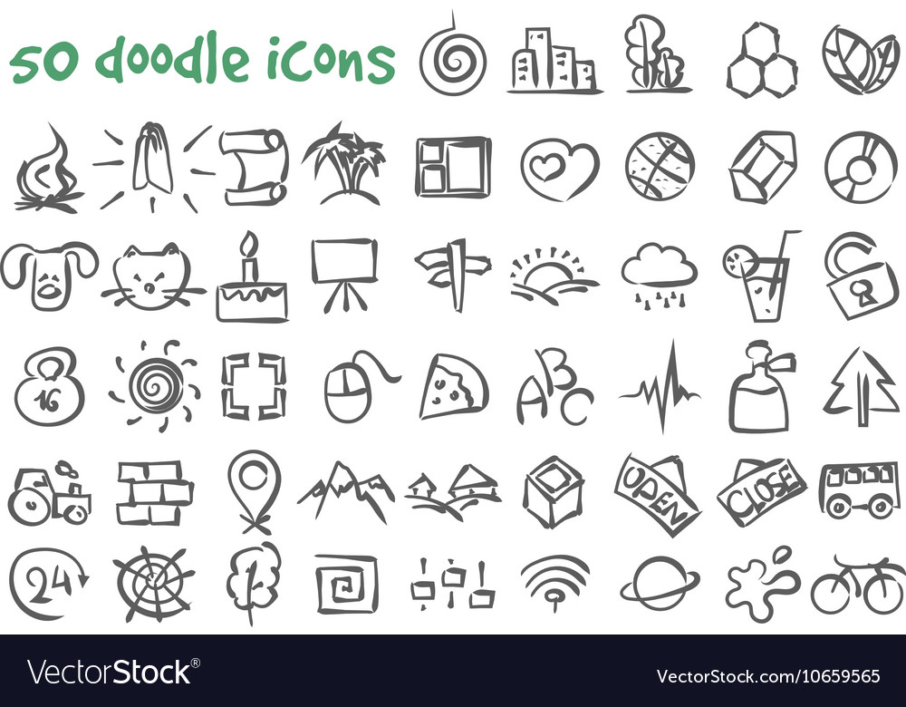 Doodle icons set Royalty Free Vector Image - VectorStock
