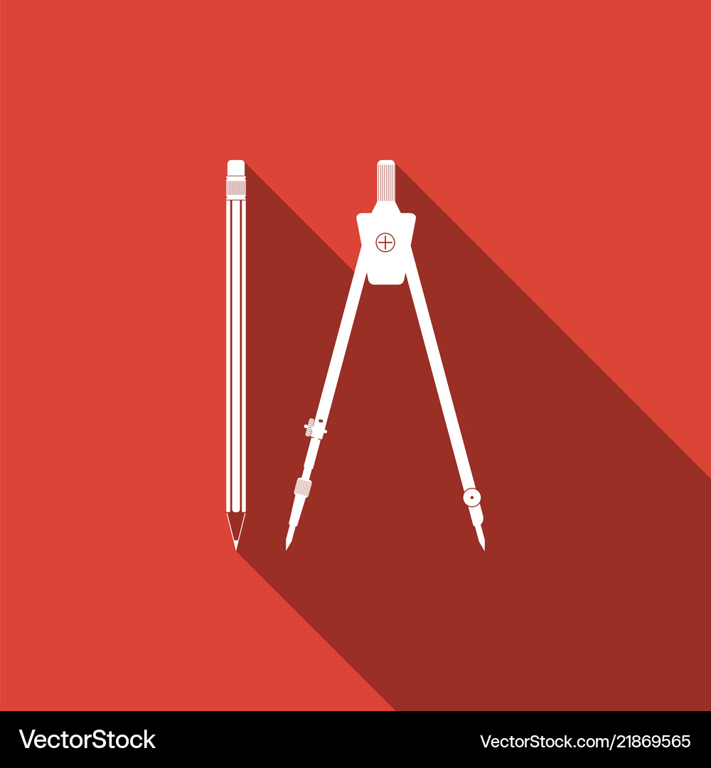 Drawing compass and pencil with eraser icon Vector Image