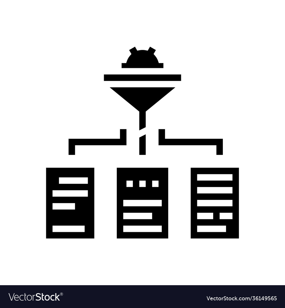 Filtration neural network glyph icon Royalty Free Vector