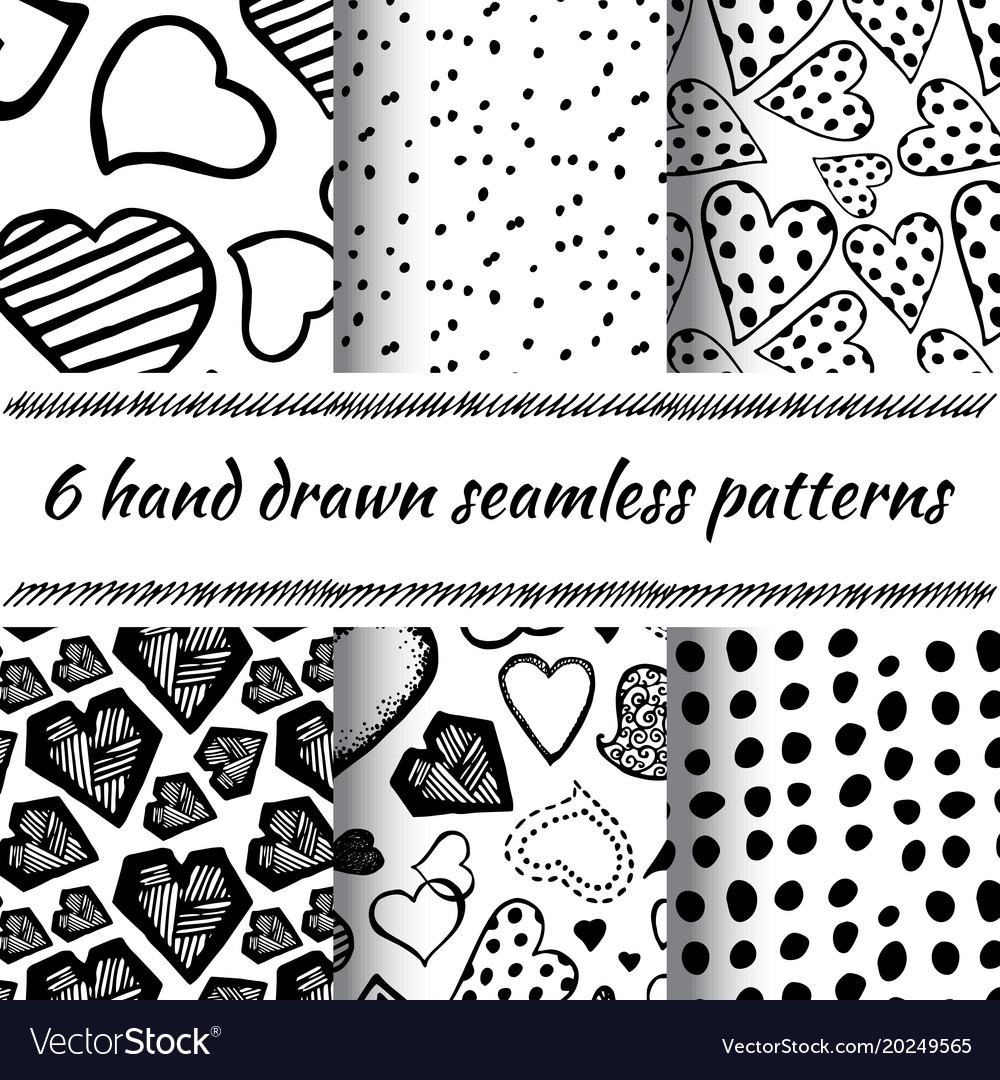 Hand drawn heart seamless pattern Royalty Free Vector Image
