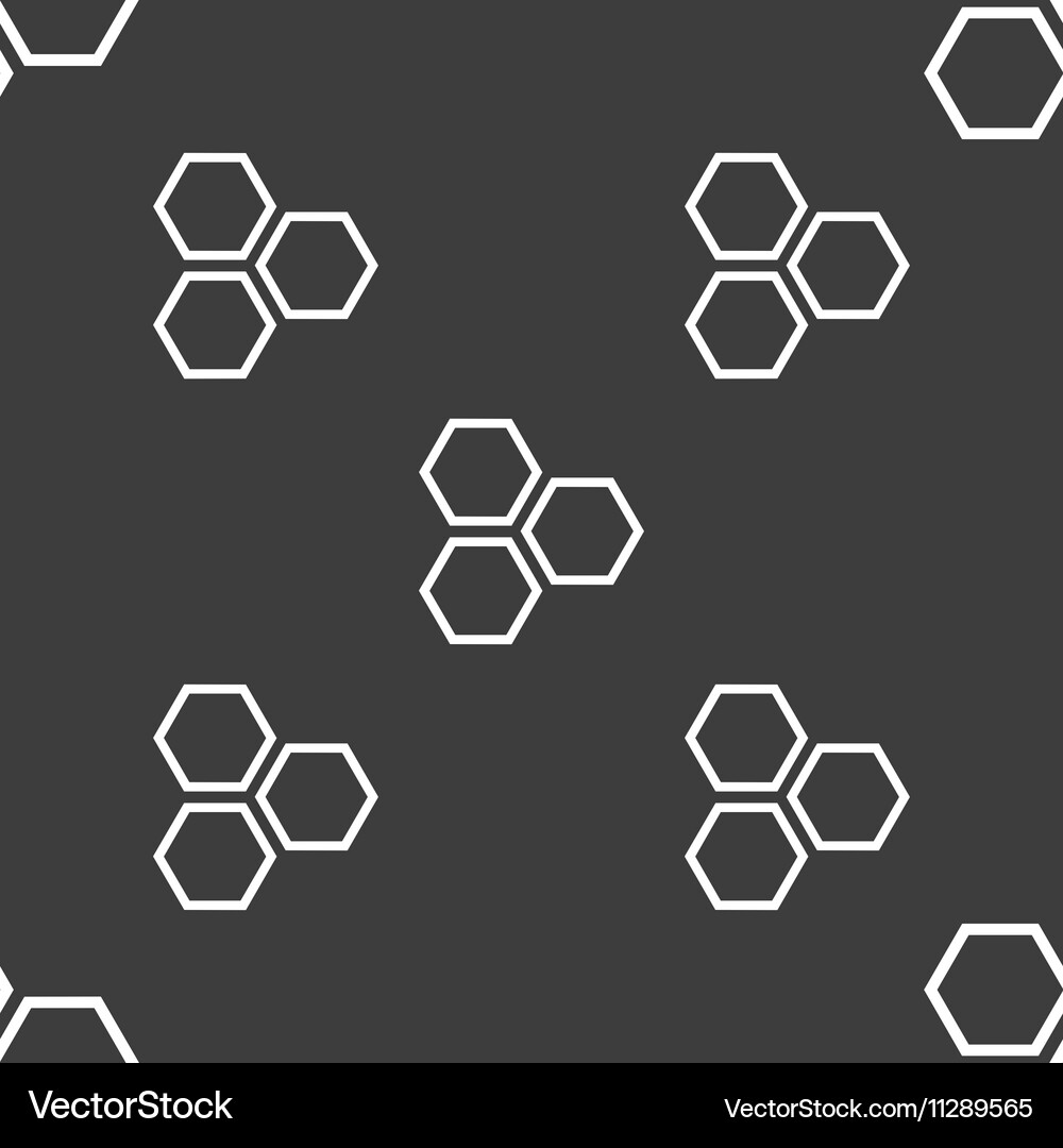 Honeycomb icon sign seamless pattern on a gray Vector Image