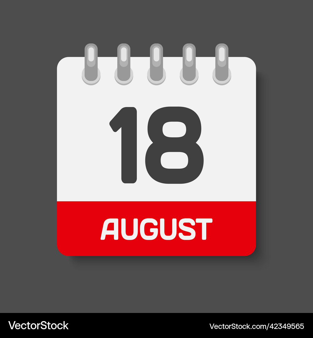 Icon day date 18 august template calendar page Vector Image