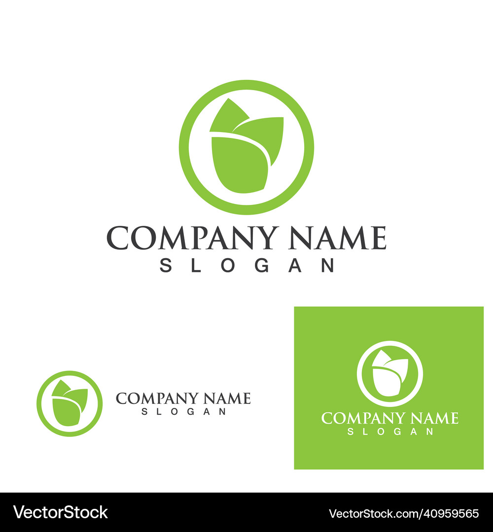 Leaf green plantation logo and symbol Royalty Free Vector
