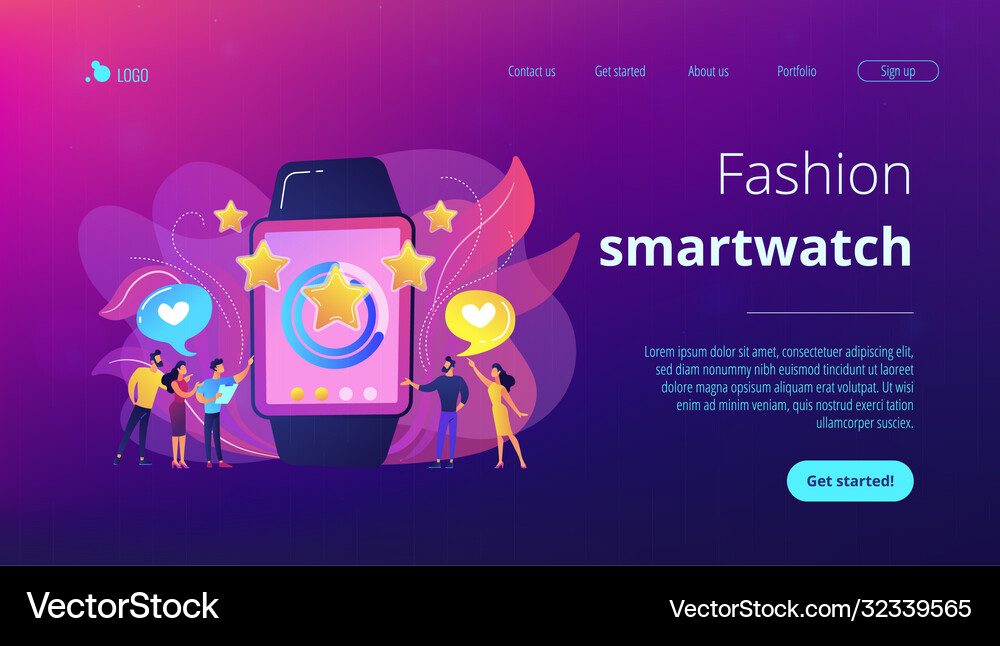 Luxury smartwatch concept landing page Royalty Free Vector