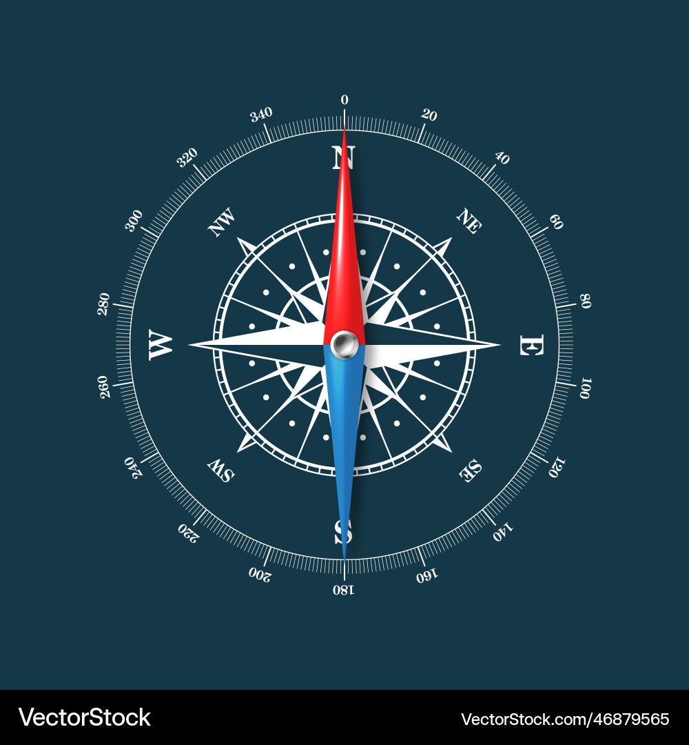 Marine compass nautical wind rose with cardinal Vector Image