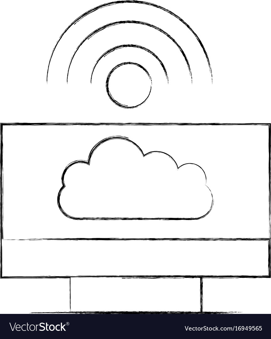 Monitor computer with cloud computing Royalty Free Vector