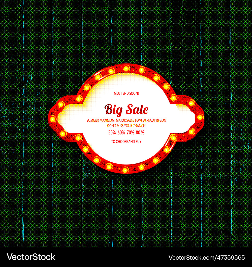 Retro light sign vintage style banner Royalty Free Vector