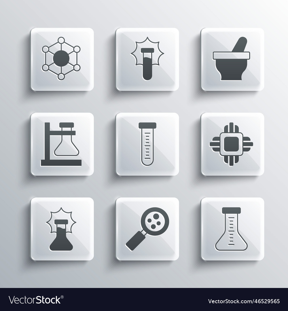 Set microorganisms under magnifier test tube Vector Image Set microorganisms under magnifier test tube Vector Image