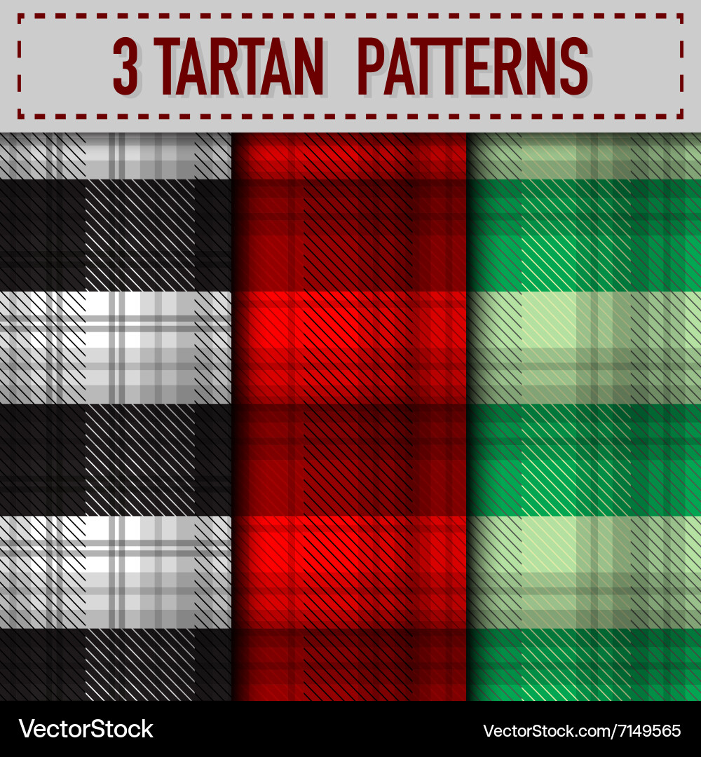 Set of three Tartan Plaid samples in Royalty Free Vector