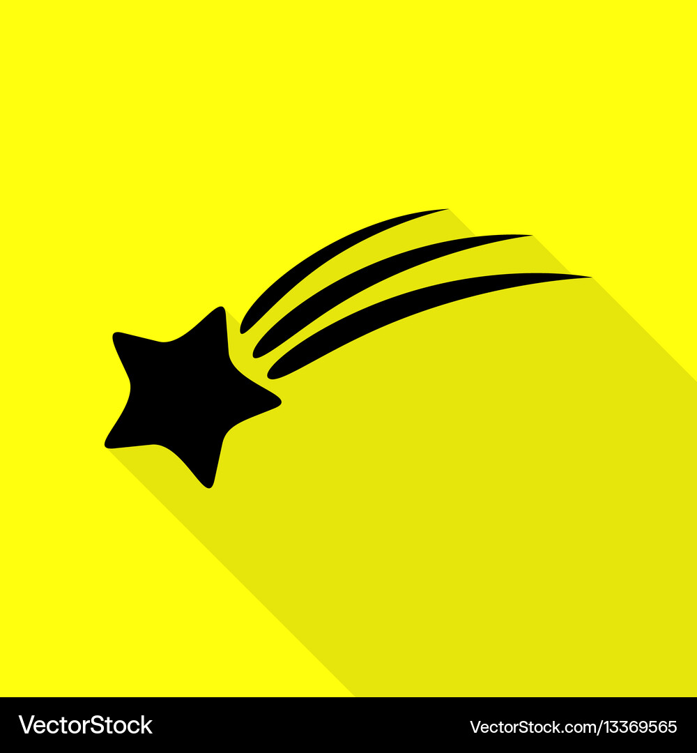 Shooting star sign black icon with flat style Vector Image