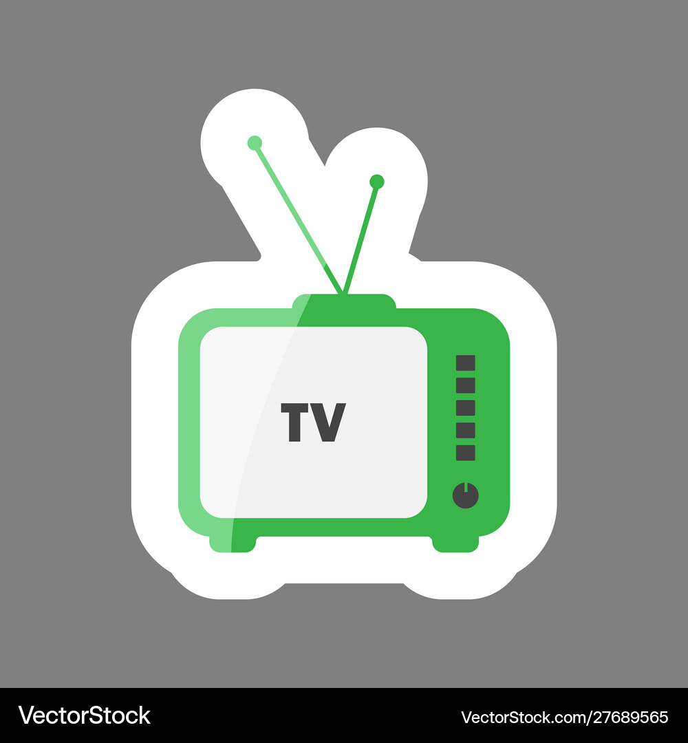 Tv icon colored sticker retro television Vector Image