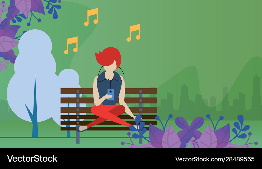 Woman using smartphone with social media app Vector Image