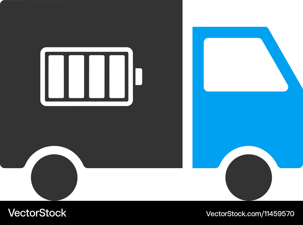 Battery delivery truck flat icon Royalty Free Vector Image