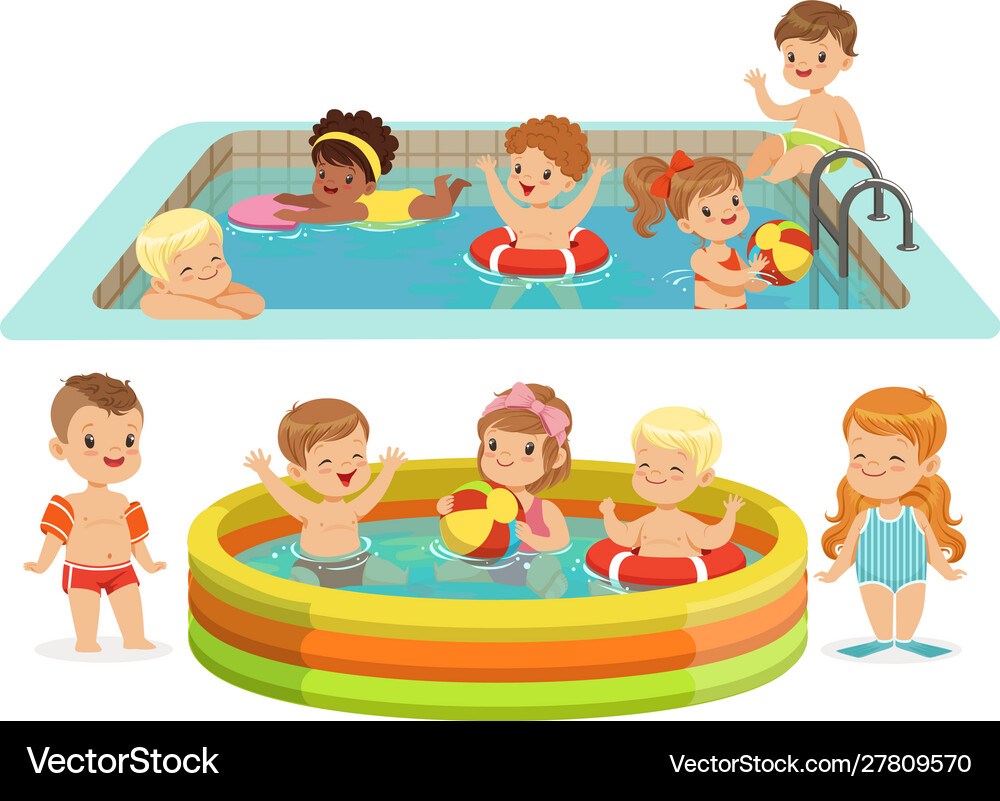 Children swimming in pool Royalty Free Vector Image